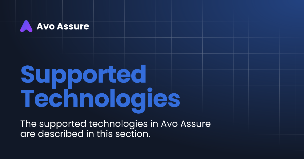 Supported Technologies | Avo Assure