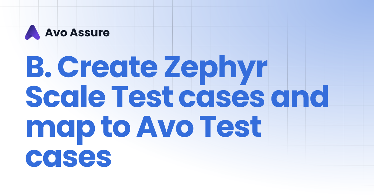 B. Create Zephyr Scale Test cases and map to Avo Test cases | Avo Assure